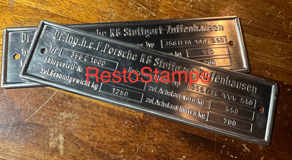 Porsche 356 911 Body ID Plate / Tag stamps | Porsche Restoration ...